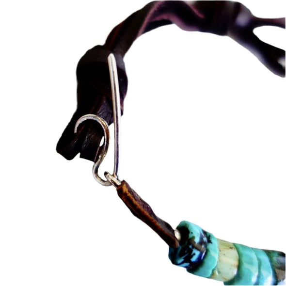 Taos Leather & Turquoise Cuff – Black Diamond Curio