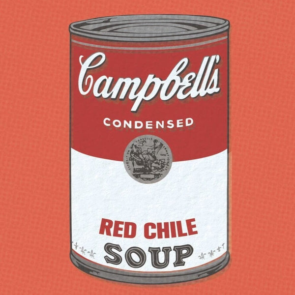 Green & Red Chile Soup Can Postcard – Black Diamond Curio