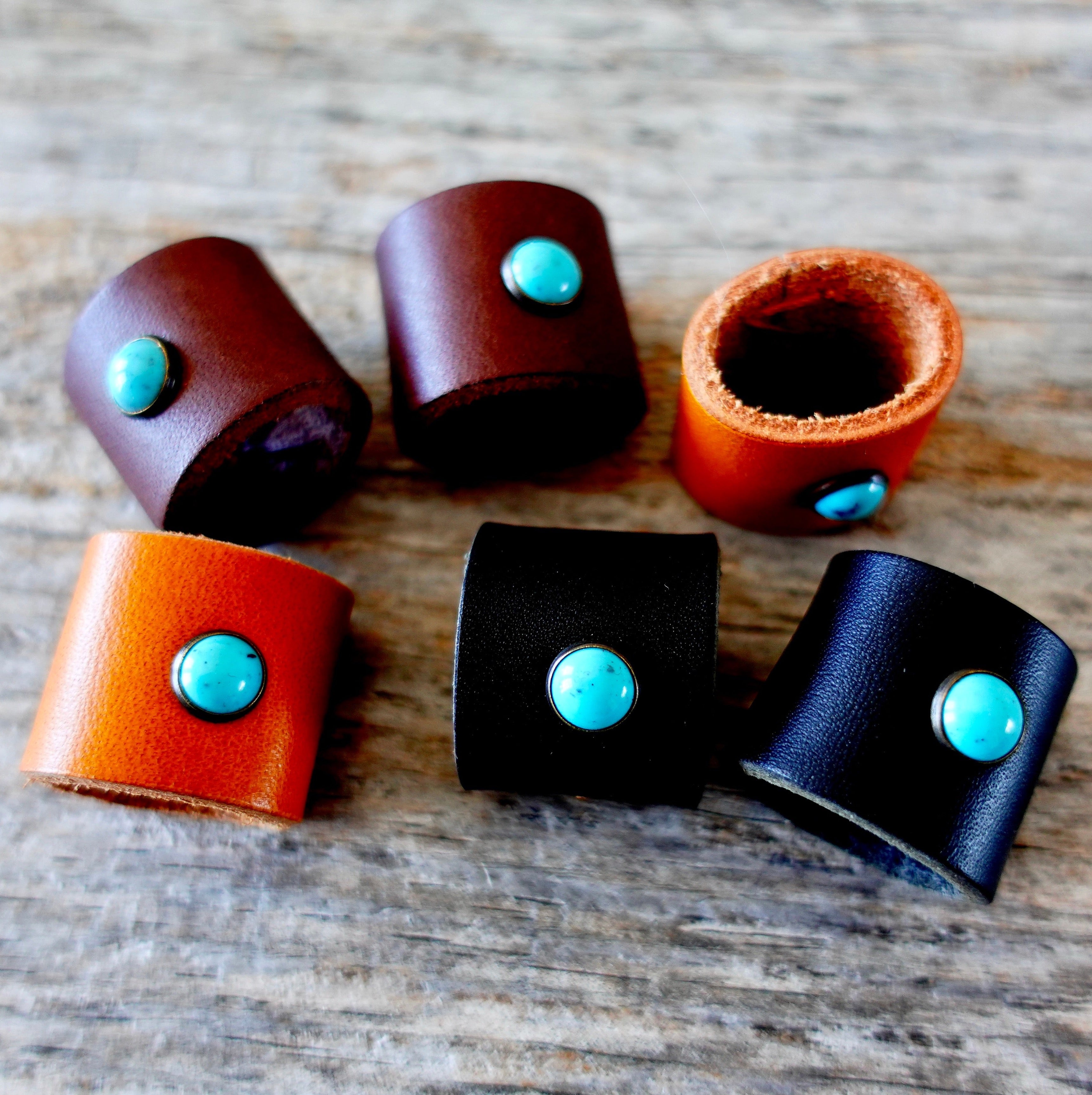 Leather & Turquoise Bandana Slide – Black Diamond Curio